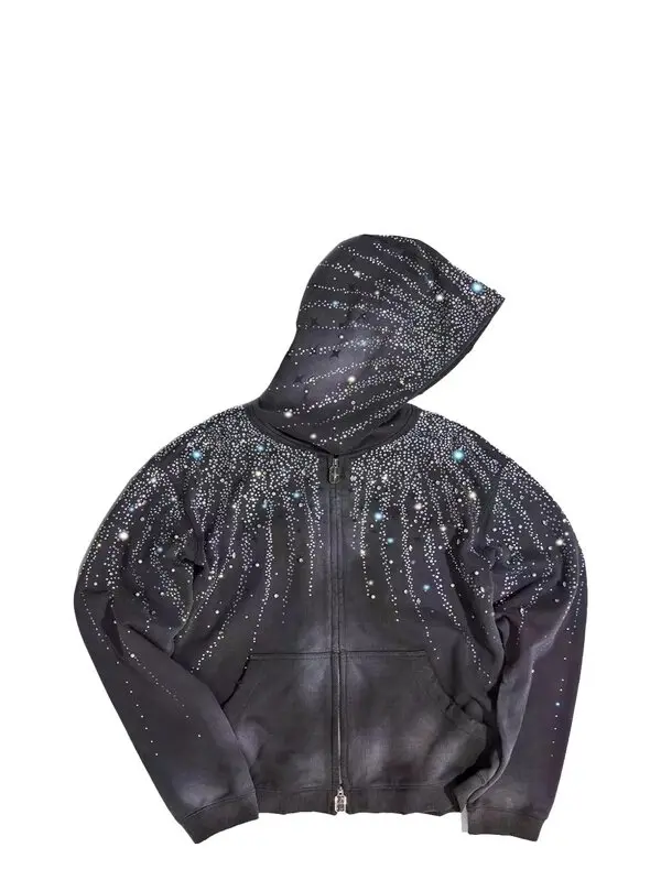 BIRTH OF ROYAL CHILD Embellished Zip Hoodie - Grey