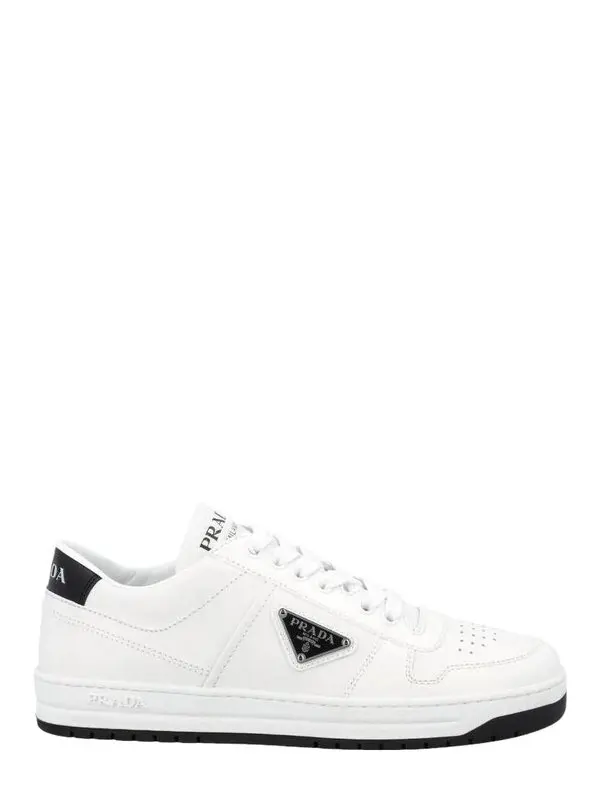 Prada Downtown Perforated Leather Sneakers - White/black