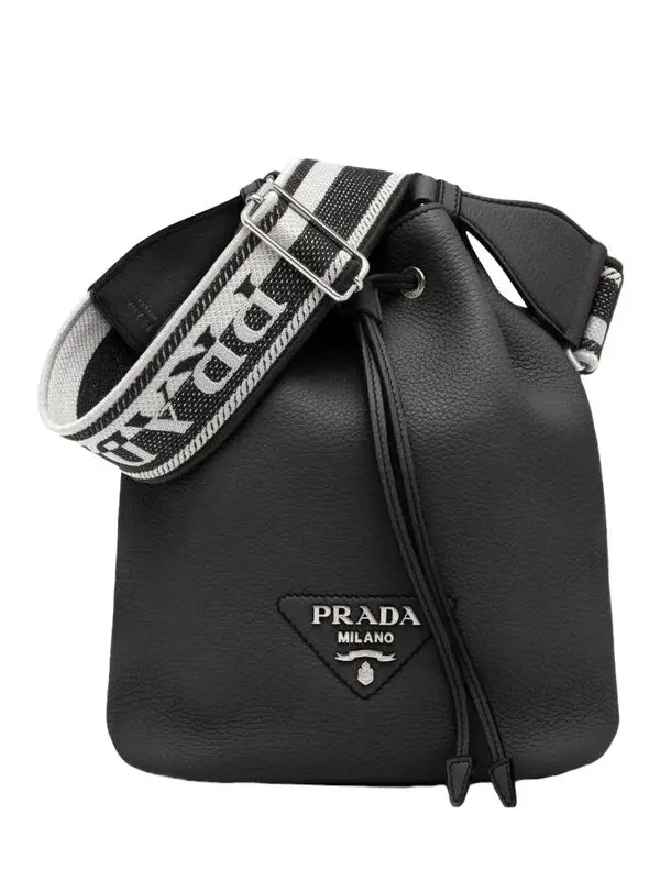 Prada Leather Bucket Shoulder Bag - Black