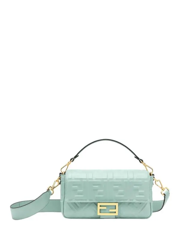 Fendi Nappa Leather Bag With Ff Embossing - Green
