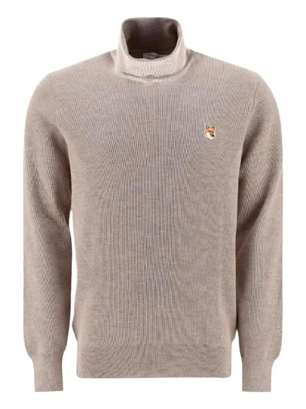 Maison Kitsuné Fine-knit Roll-neck Jumper - Nude