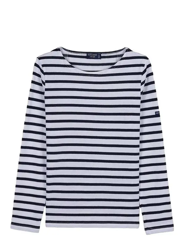 Saint James Striped Long Sleeve T-shirt - White