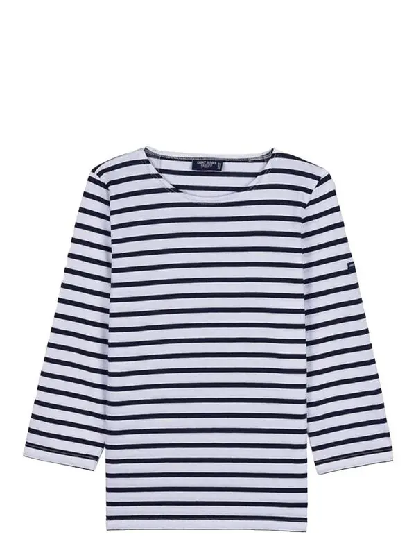Saint James Striped Round Neck T-shirt - White