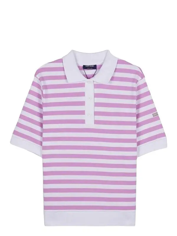 Saint James Striped Short Sleeve Polo Shirt - Purple