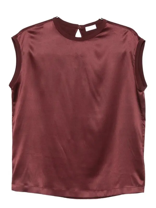 Brunello Cucinelli Satin Cap Sleeve Top - Red