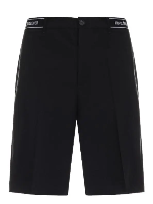 Just Cavalli Logo Waistband Knee-length Shorts - Black