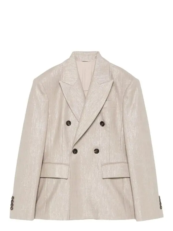 Brunello Cucinelli Double-breasted Long-sleeved Blazer - Nude