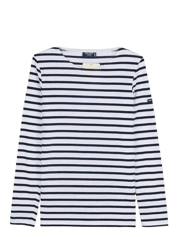 Saint James Striped Long Sleeve T-shirt - White