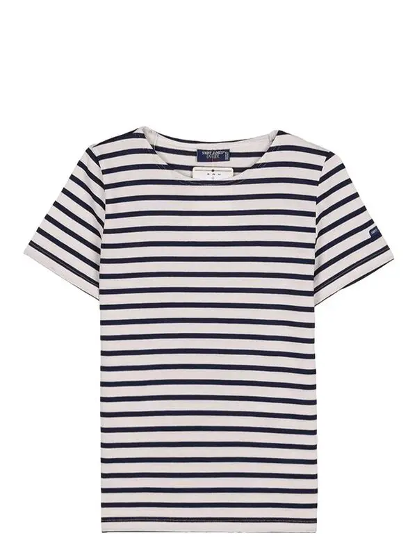 Saint James Striped Crewneck T-shirt - White