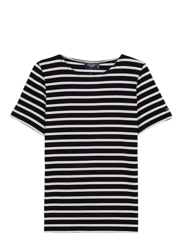 Saint James Striped Short Sleeve T-shirt - Black