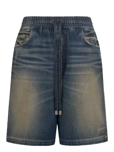 Amiri Faded Effect Drawstring Denim Shorts - Black