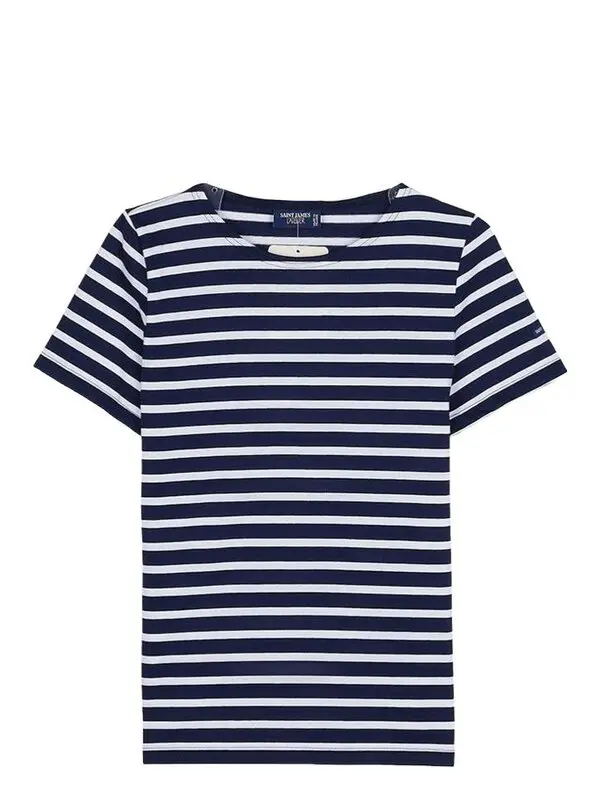 Saint James Striped Short Sleeve T-shirt - Black
