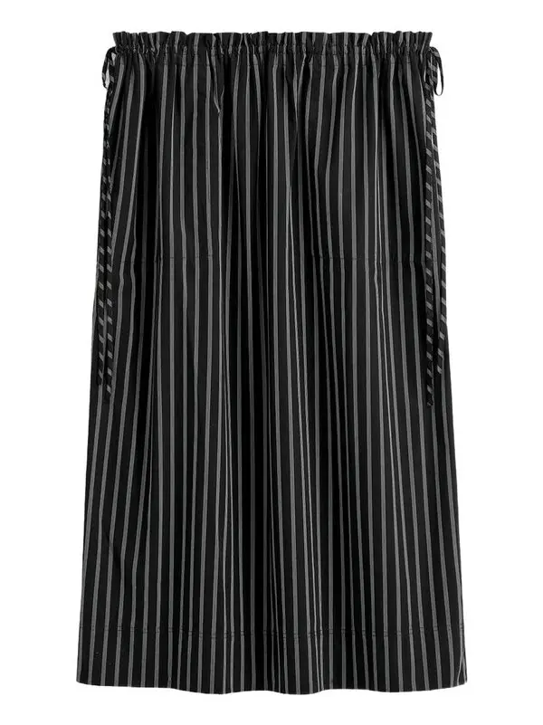 TOTEME Striped Drawstring Midi Skirt - Black And White