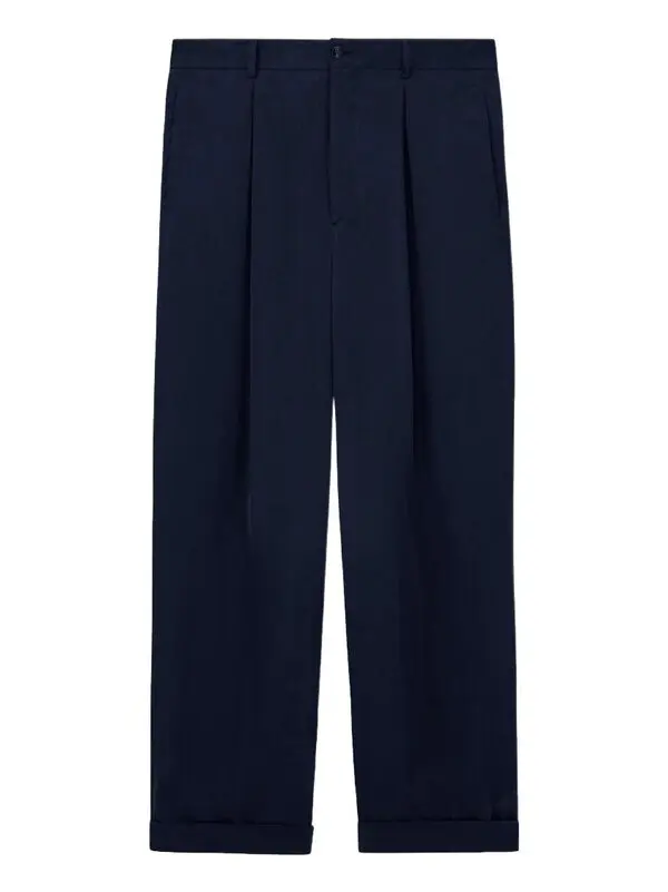 Giorgio Armani Oversized Trousers In Lightweight Lyocell Satin - Navy Blue