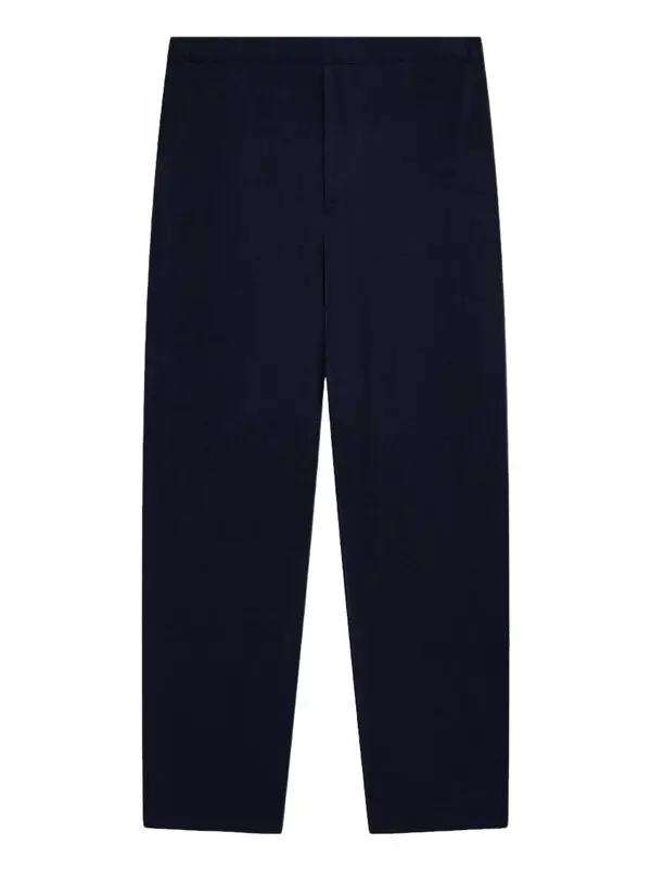 Giorgio Armani Trousers Regular Fit In Washed Cupro Pique - Navy Blue