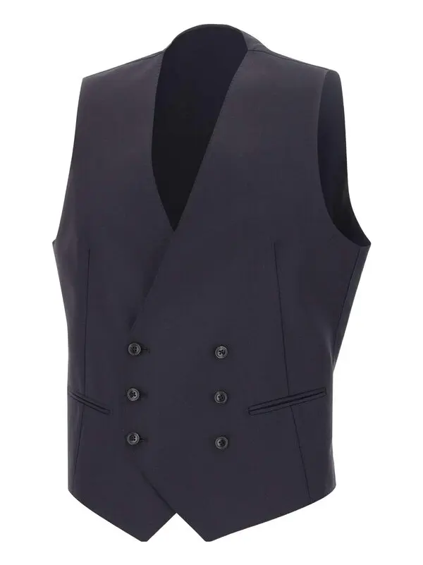 Tagliatore Double-breasted Wool Waistcoat - Black