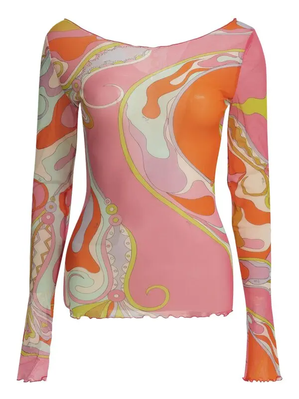 Emilio Pucci Orchidee Printed Tulle Top - Pink