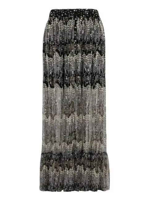 Rabanne Embellished Faux-pearl Maxi Skirt - Black
