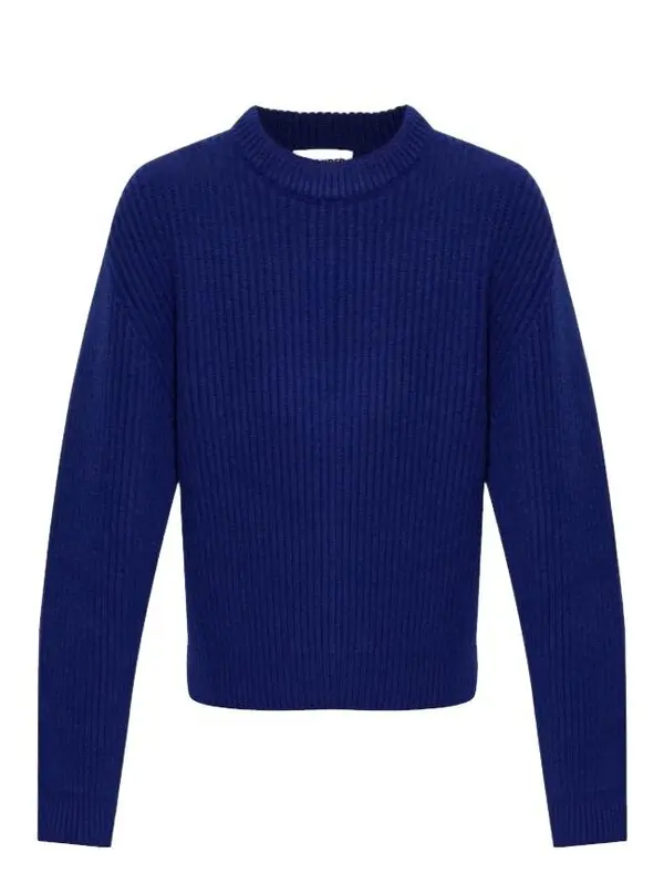 JIL SANDER Ribbed Crew Neck Knitted Jumper - Blue