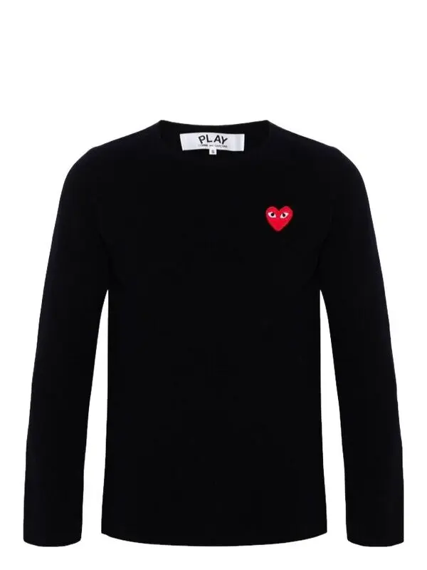 Play Comme Des Garcon Embroidered Heart Wool Jumper - Black