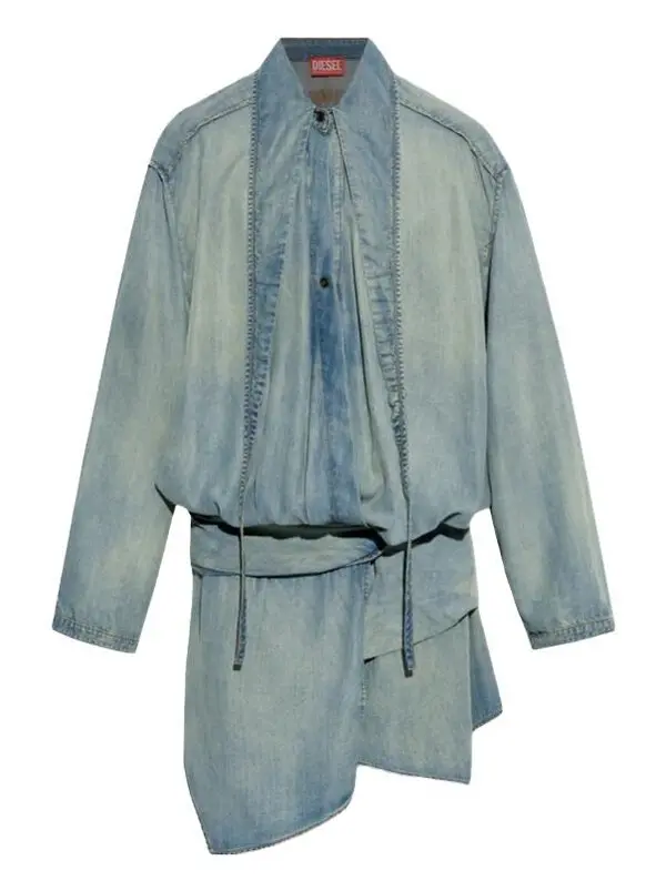 DIESEL® De-tilora-s Denim Dress With Asymmetrical Hem - Gray
