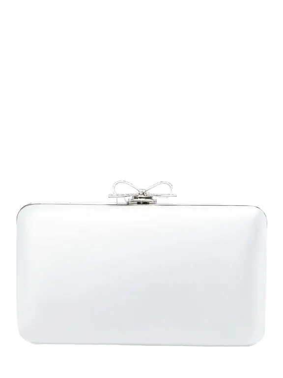 SELF-PORTRAIT Bow Detail Mini Clutch Bag - White