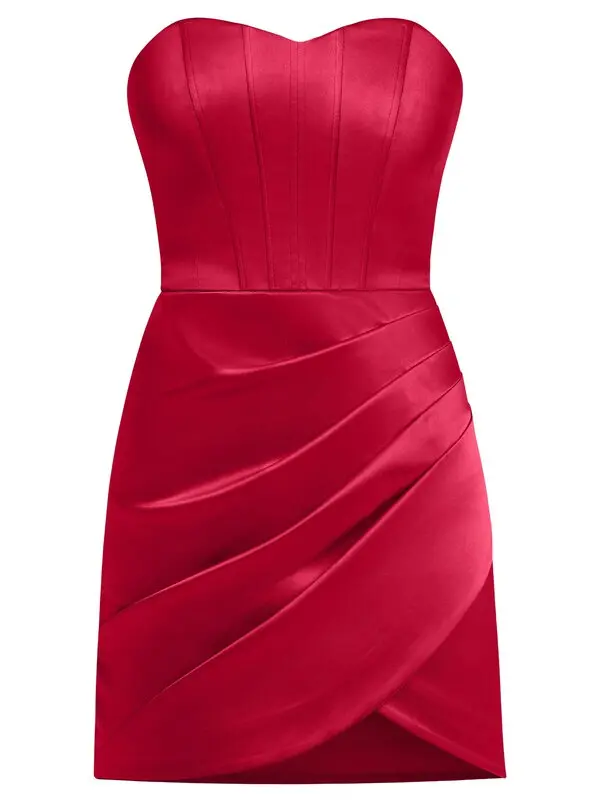 TIA DORRAINE Strapless Sweetheart Corset Mini Dress - Red