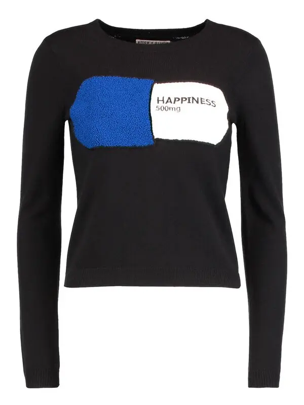 Alice + Olivia Connie Bouclé Paneled Wool-blend Sweater - Black
