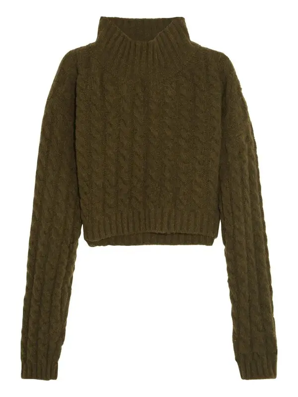 VIVIENNE WESTWOOD Cropped Cable-knit Wool-blend Sweater - Green