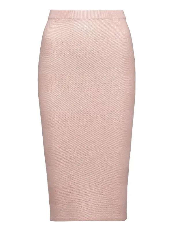 Alice + Olivia Morena Herringbone Wool Skirt - Pink