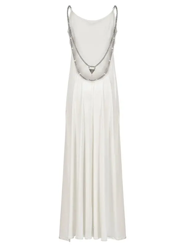 VAZAF Backless Maxi Dress With Metallic Chain Detail - White