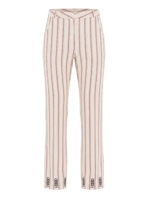 GUILLAUME ALEXANDRE High-waisted Striped Straight Leg Pants - Red