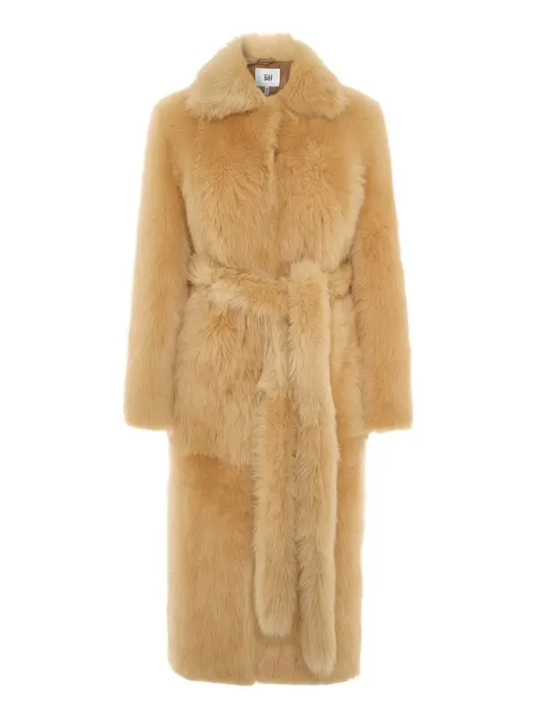 MAISON SEL Akira Faux Fur Coat - Yellow