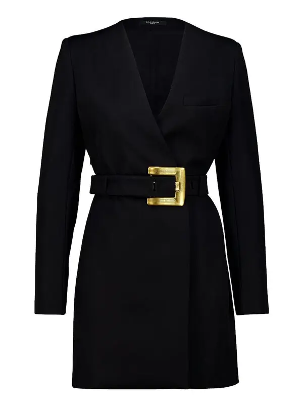 Balmain Mini Belted Dress - Black