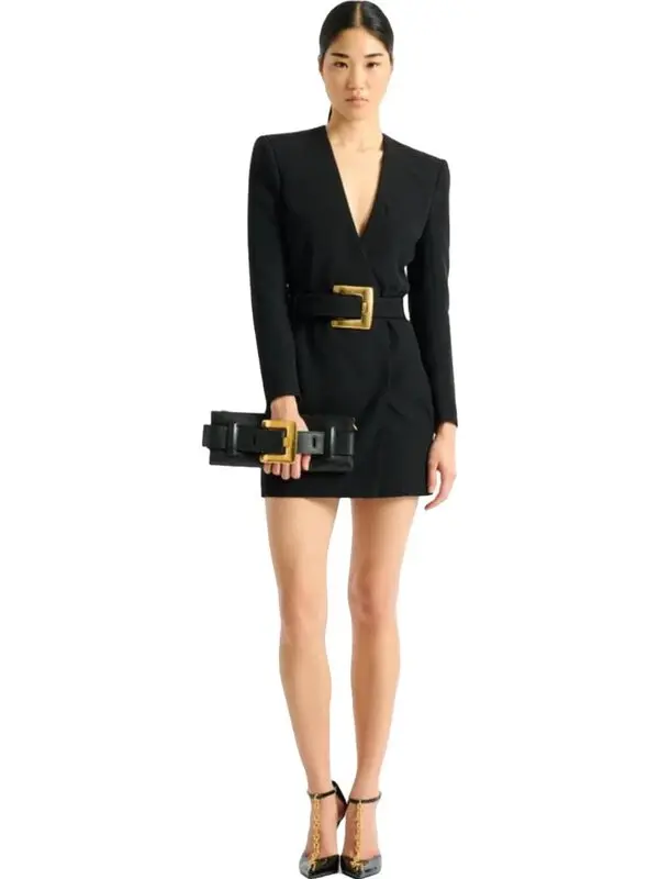 Balmain Mini Belted Dress - Black