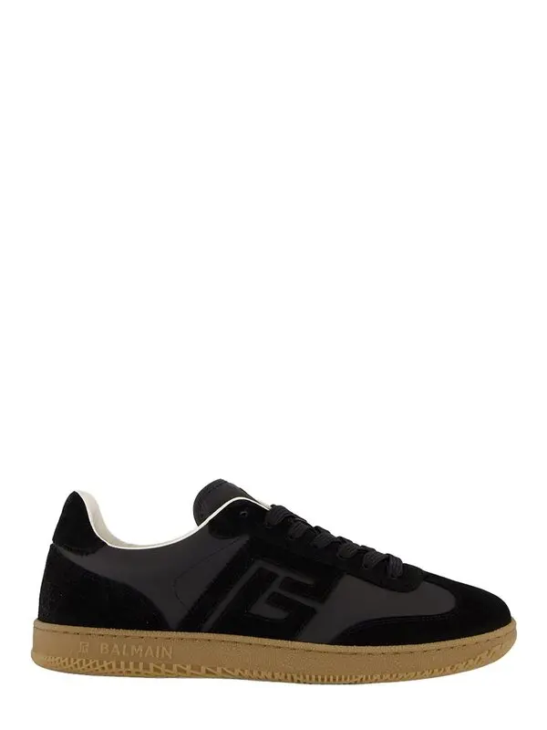Balmain Swan Suede And Leather Lace-up Trainers - Black