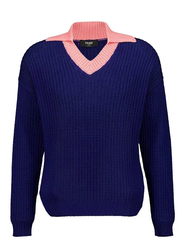 Fendi Oversized Cotton Jumper - Blue