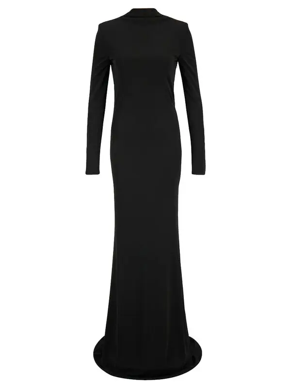 TOM FORD Maxi Long Sleeve Crepe Jersey Dress - Black