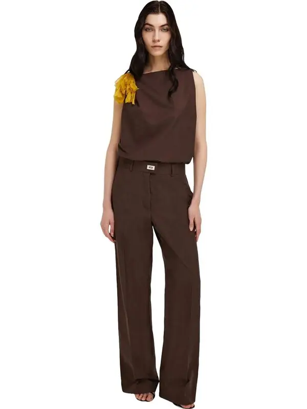 FERRAGAMO Espresso Tailored Trousers - Brown