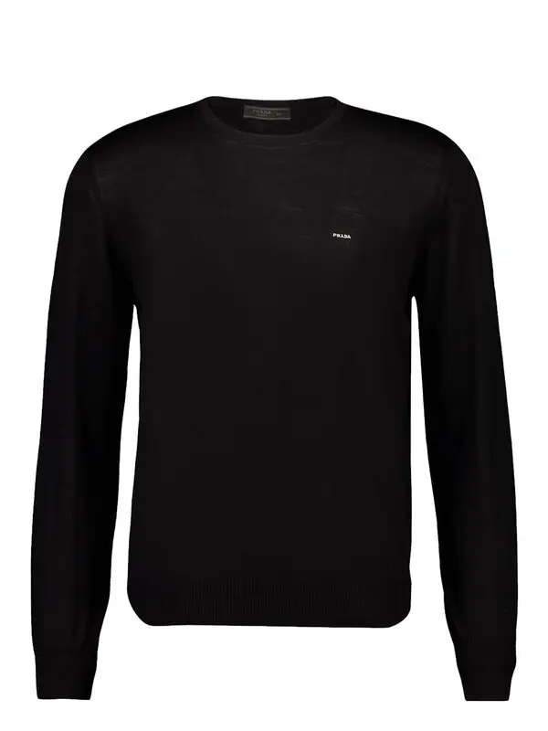 Prada Superfine Wool Crewneck Pullover - Black