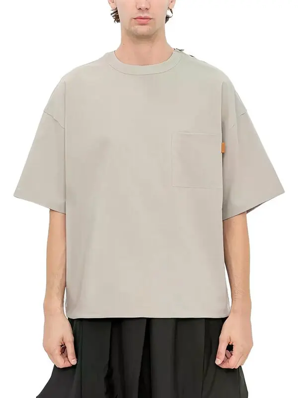 SONGZIO Embroidered Polyptych Woven T-shirt - Neutrals