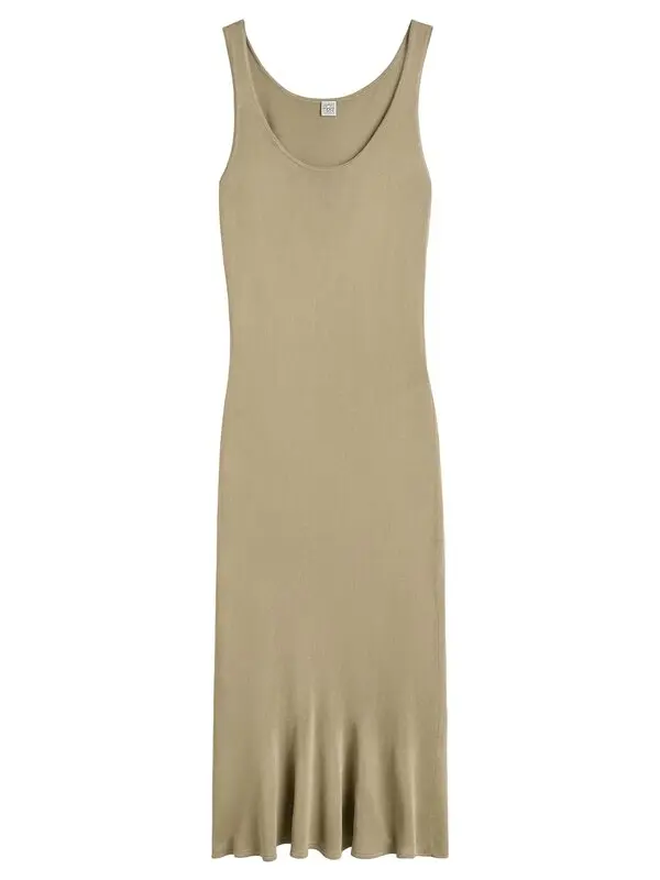 TOTEME Sleeveless Ribbed Midi Dress With Fluted Hem - Neutral