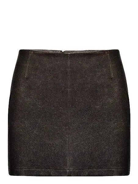 MAISON SEL Distressed Effect Super Mini Leather Skirt - Grey