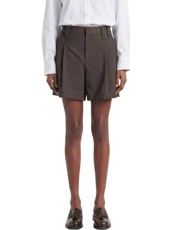 Brunello Cucinelli High-waisted Tailored Wool Shorts - Coffee