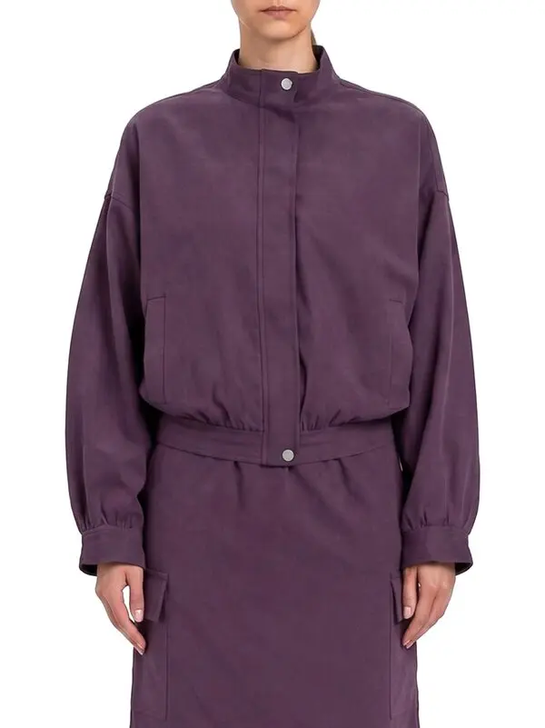 TWINSET Cotton Blend Bomber Jacket - Violet