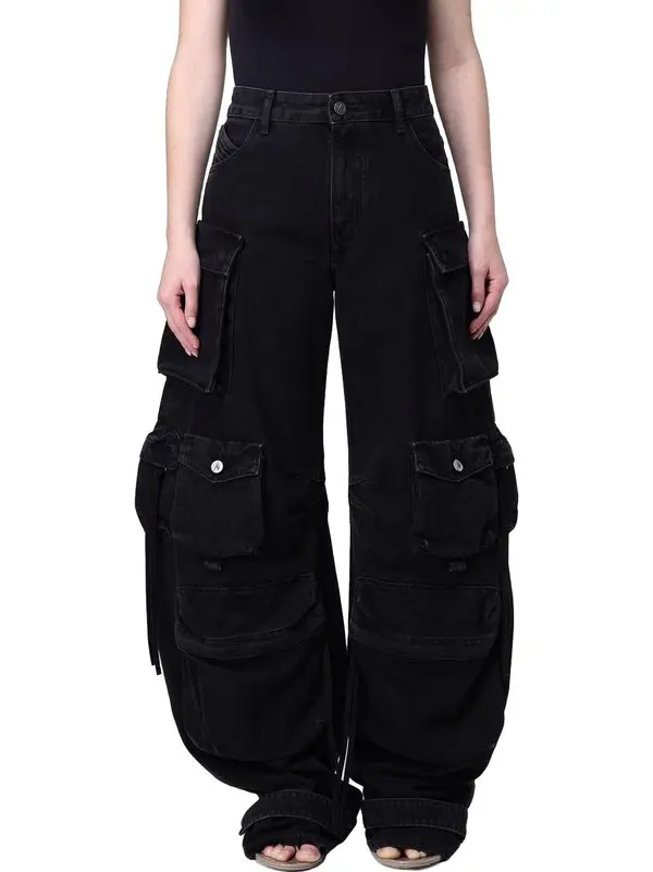 Attico Cotton Denim Cargo Jeans - Black