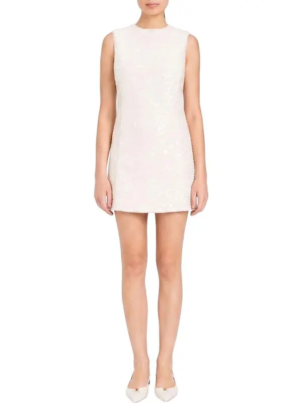 TWINSET Sleeveless Sequined Mini Dress - Pearl