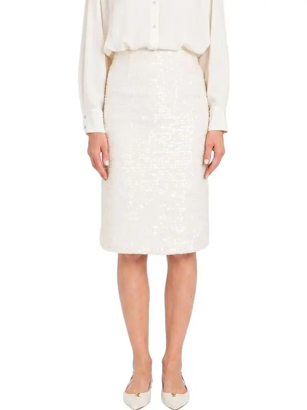 TWINSET Sequined Pencil Skirt - Pearl