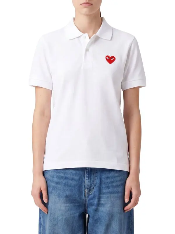 Play Comme Des Garcon Logo Polo Shirt - White