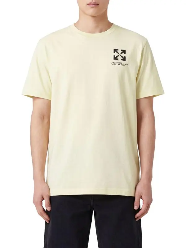 Off-White Cotton T-shirt With Arrow Logo - Yellow